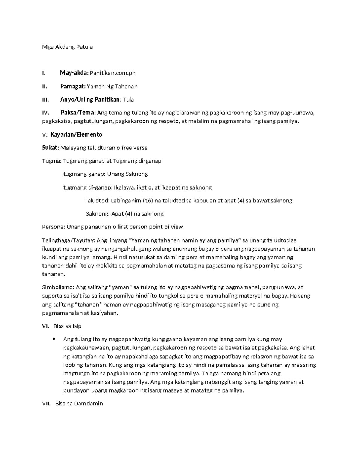 Caralde - Mtgawain 5 - study tarong - Mga Akdang Patula I. May-akda ...