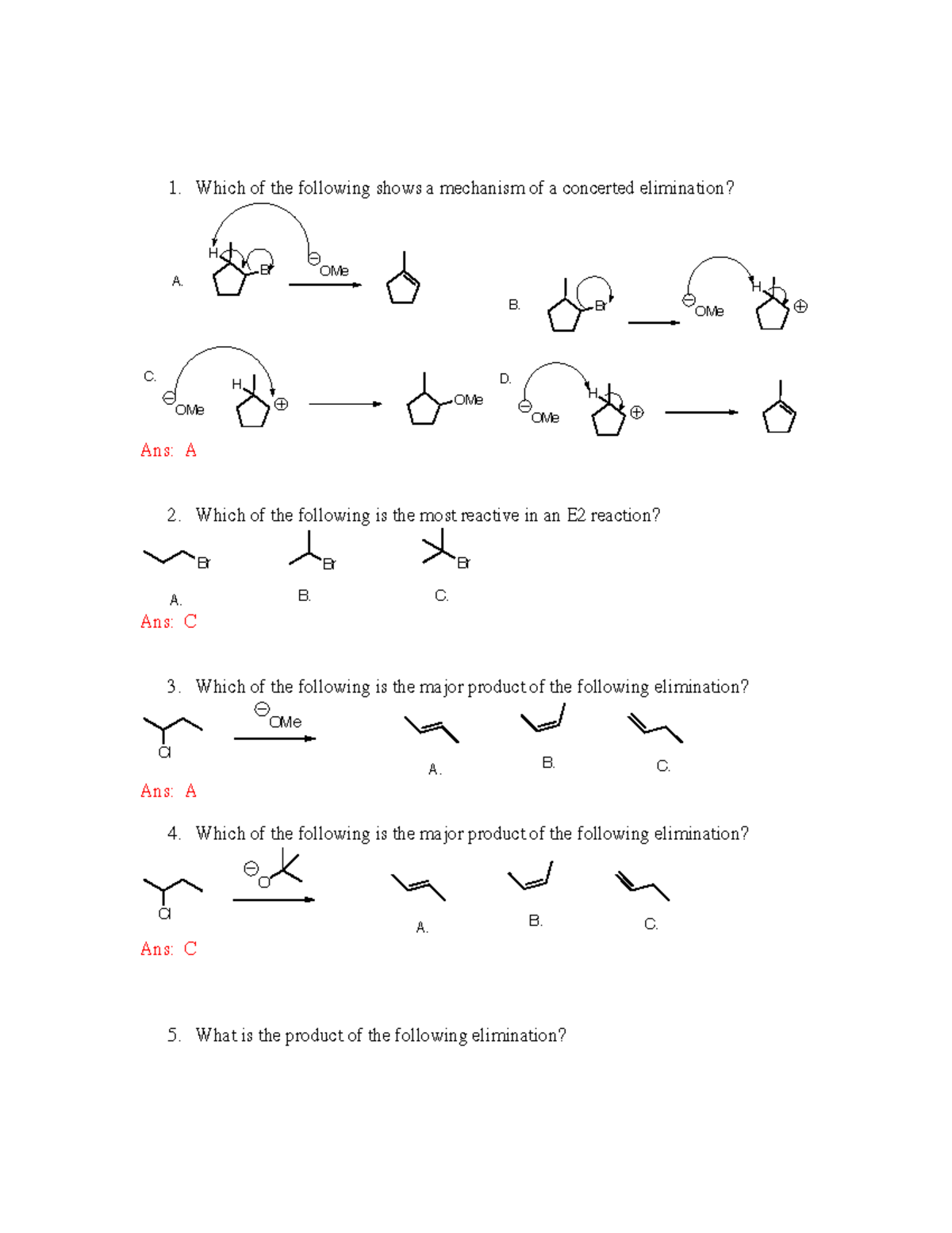 Organic Chemistry Chapter 4 Practice - 1. Which of the following shows ...