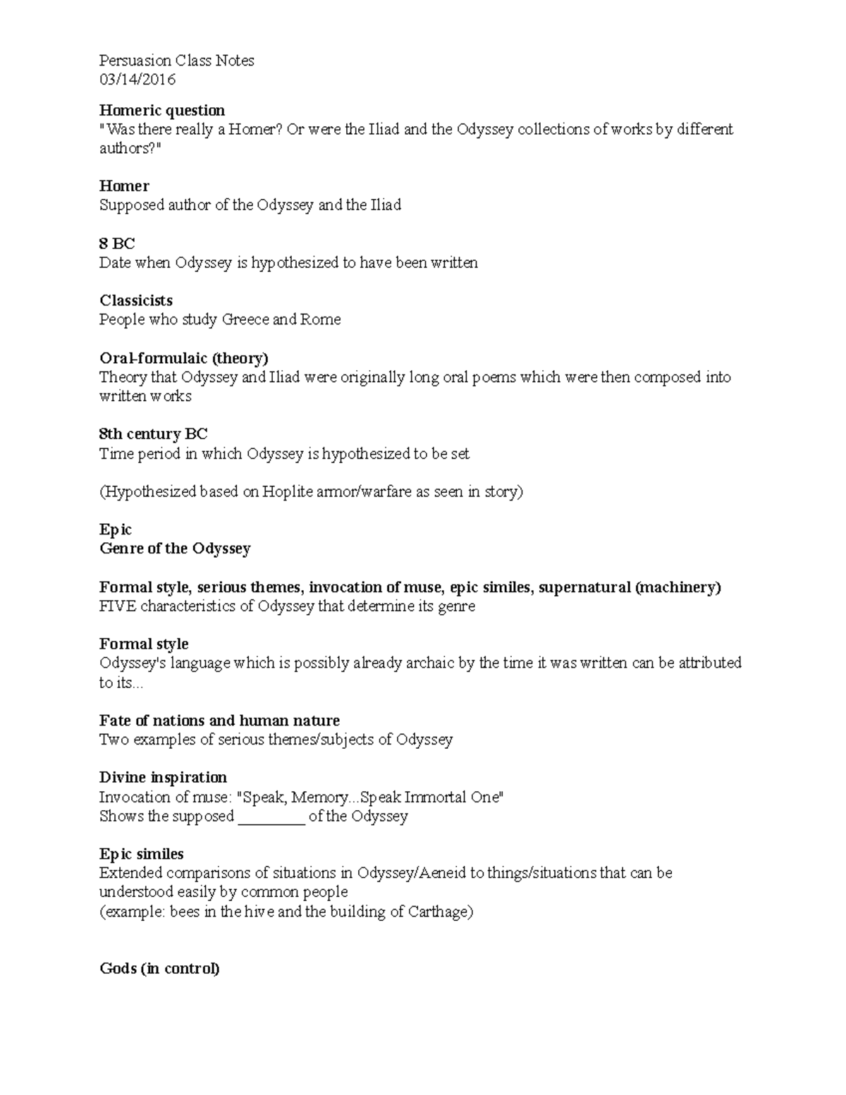 Persuasion Class Notes 2016 - Persuasion Class Notes 03/14/ Homeric ...