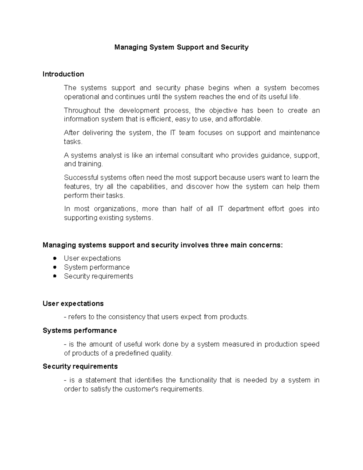 Managing System Support and Security - Managing System Support and ...
