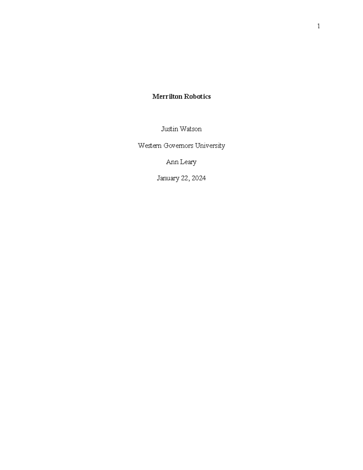 BKM3 - Task 2 - Merrilton Robotics Justin Watson Western Governors ...