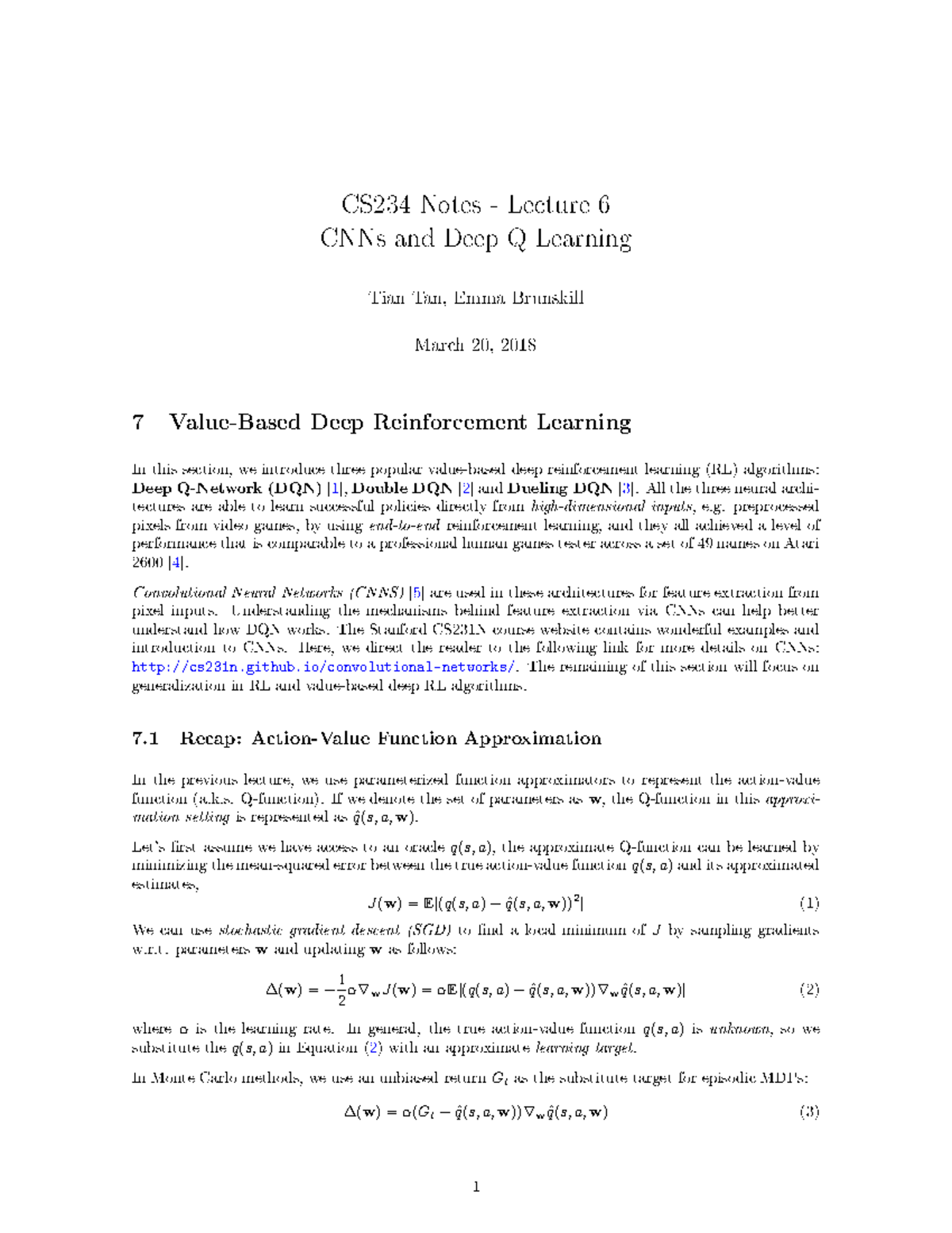 Lecture 6 This Was A Project For Cs Class Cs234 Notes Lecture 6