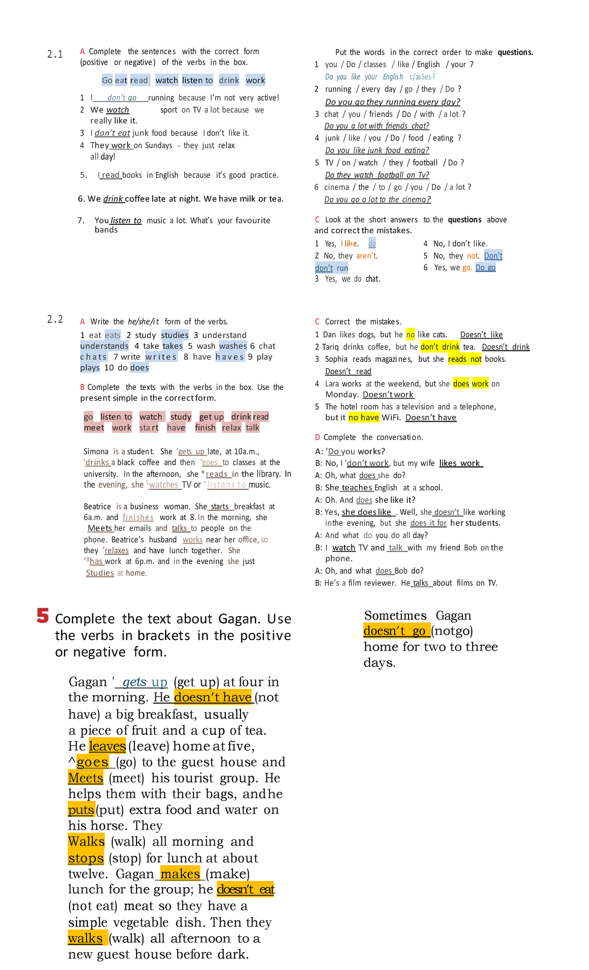 Homework 1 - WEWEQWEQWEQWEQWE - 2 A Complete the sentence s with the ...