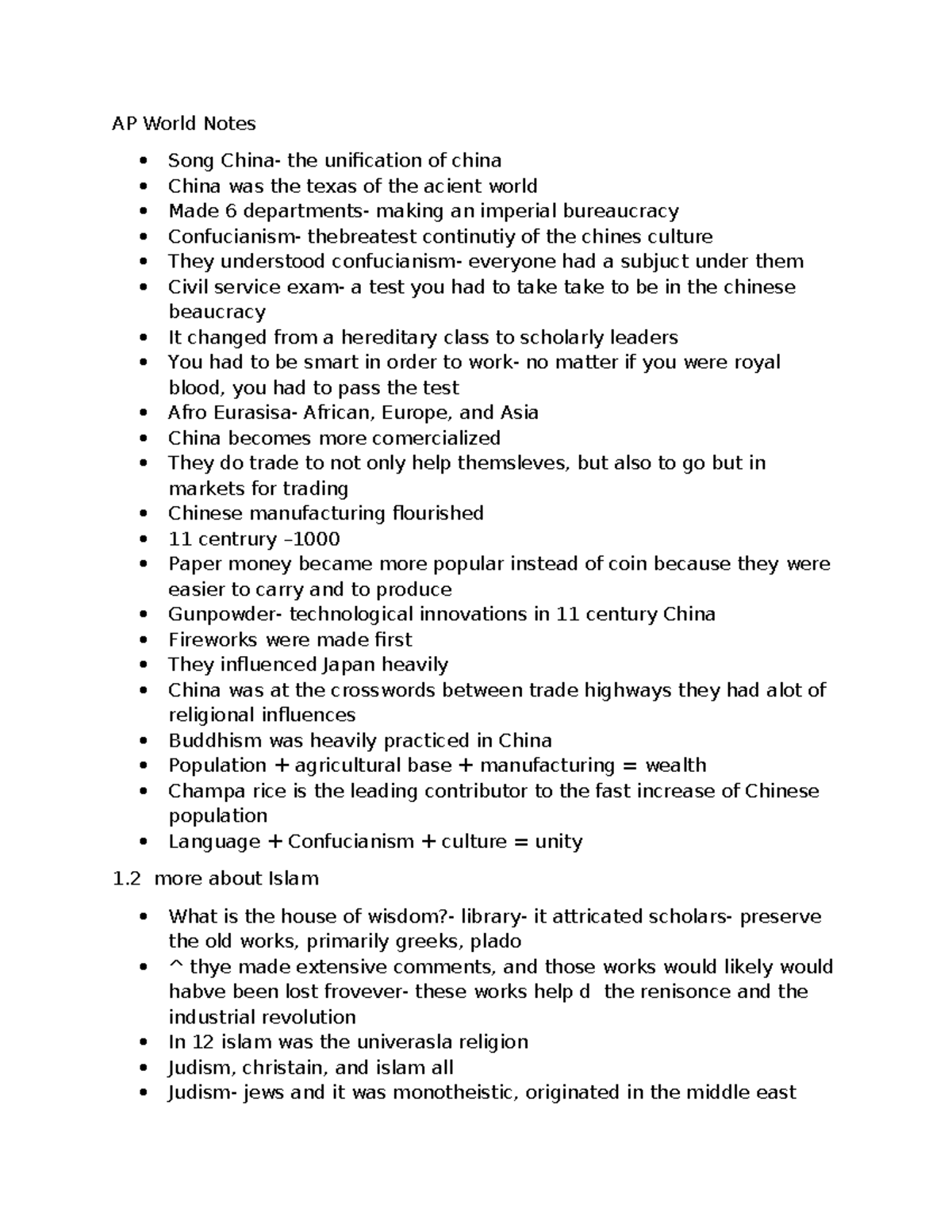 Ap world notes - yolo - AP World Notes Song China- the unification of ...