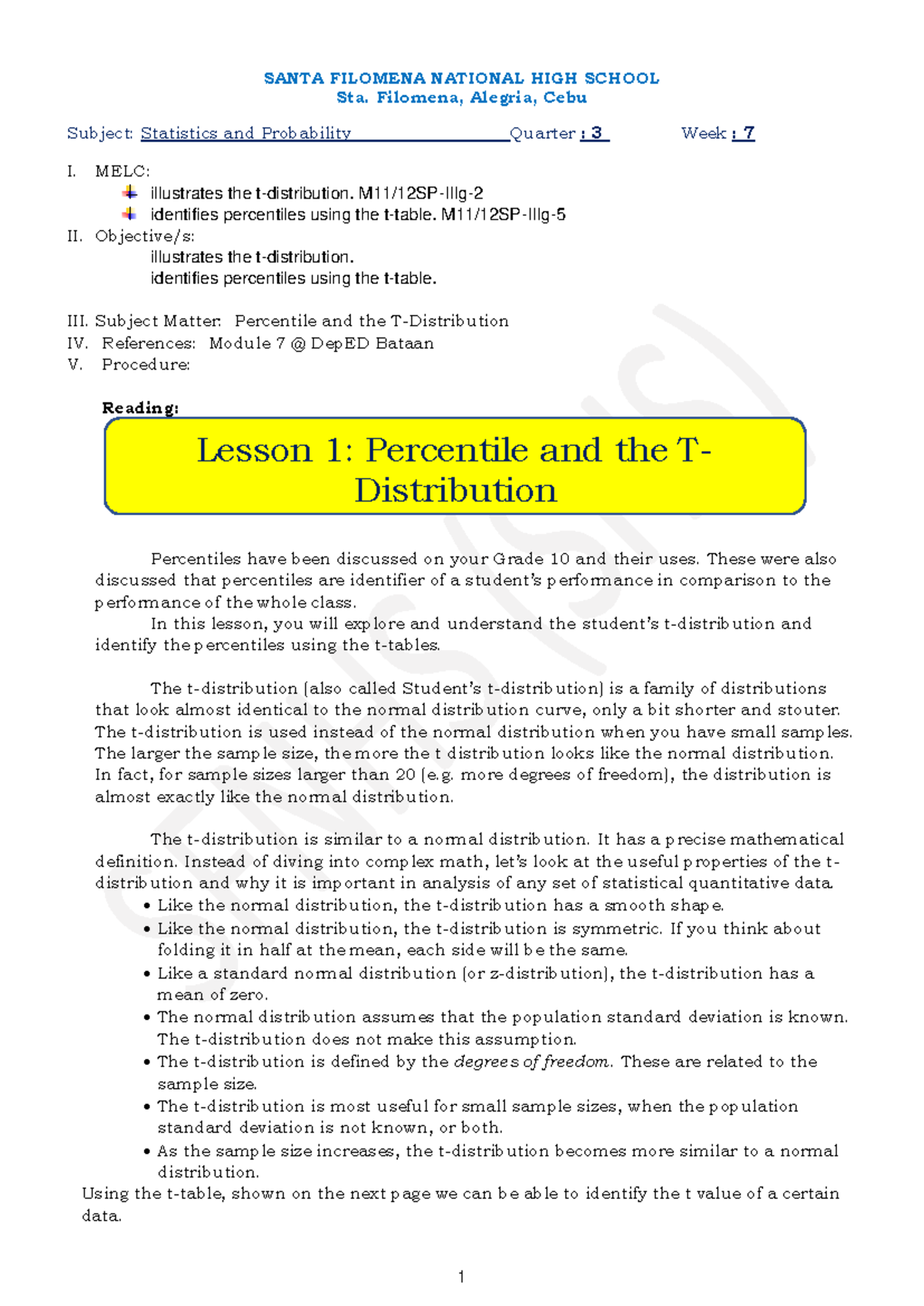 SLHT-week-7 - SANTA FILOMENA NATIONAL HIGH SCHOOL Sta. Filomena ...