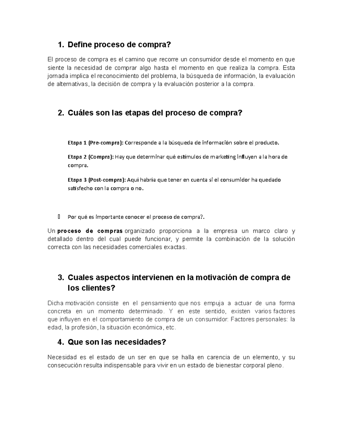 Define proceso de compra - 1. Define proceso de compra? El proceso de ...
