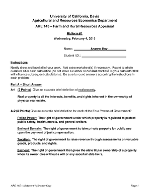 Homework 3 ARE 145 W2024 - University of California, Davis Agricultural ...