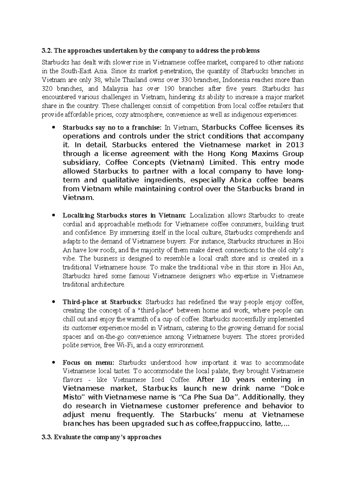 Starbucks copy - The approaches undertaken by the company to address ...