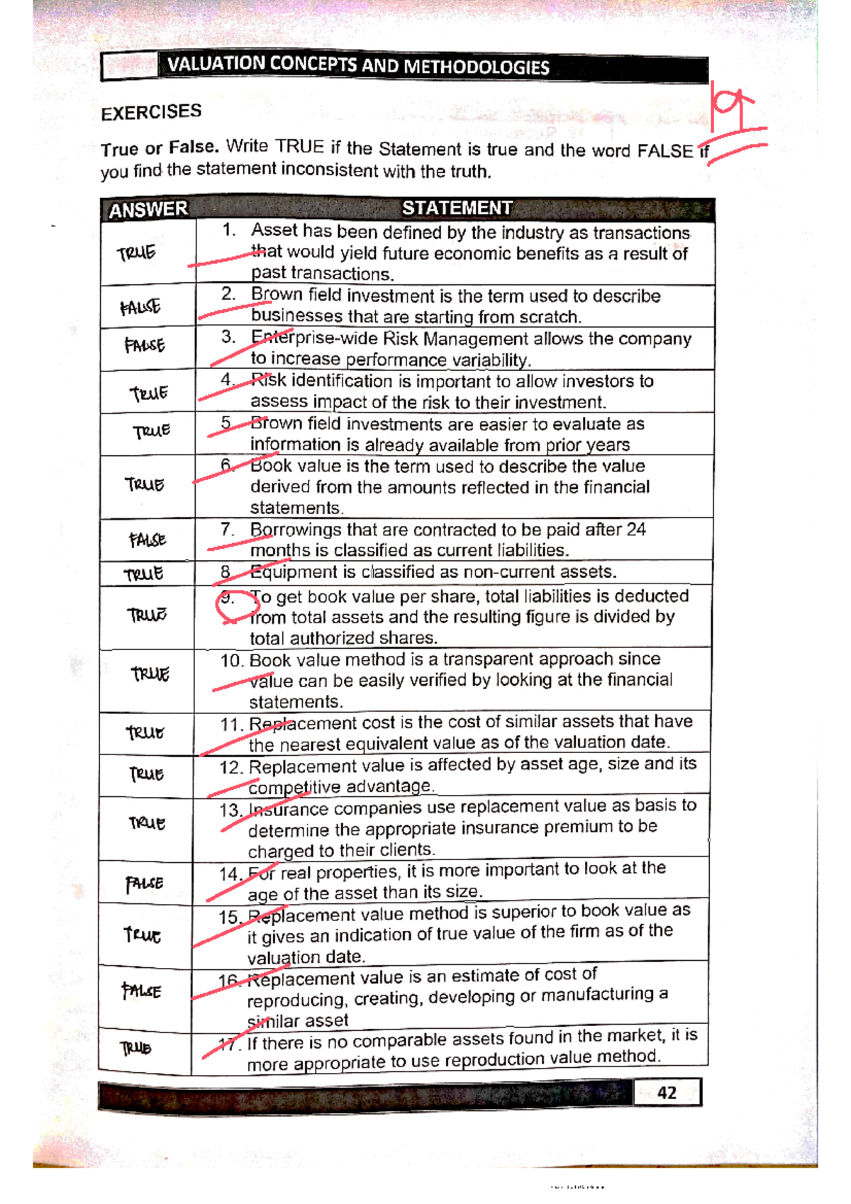 Scribd - VCM answ key chap 2 valuation true or false mcq probs - BS ...