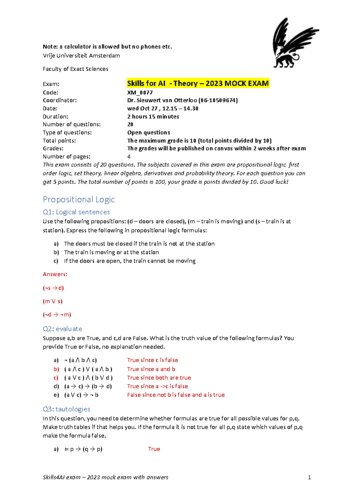 2023+skills 4AI+mock+exam+WITH+ Answers - Note: a calculator is allowed ...