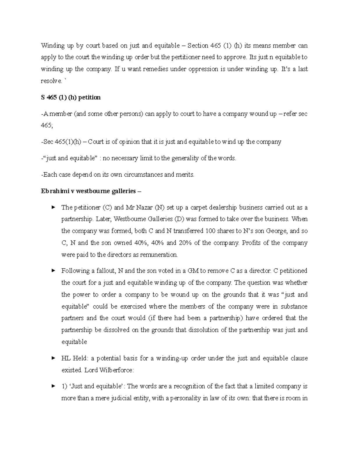 Prepair MID TERM 3-4 - notes - Winding up by court based on just and ...