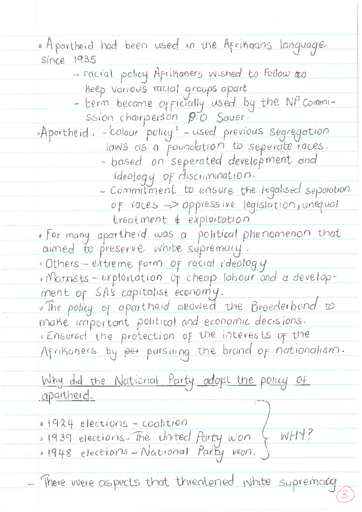 Grade 11 Apartheid notes - ih par theid had been used in the Rerihoans ...