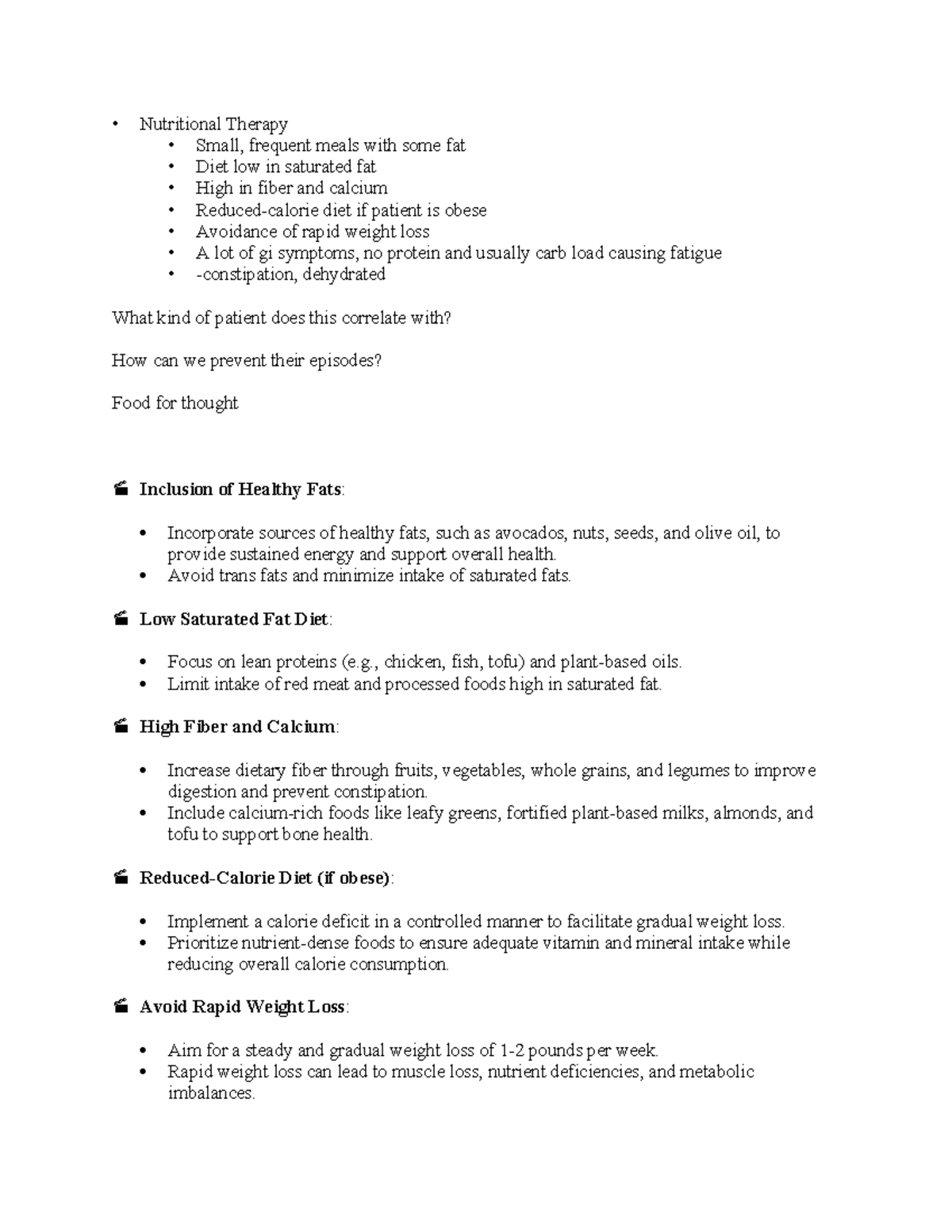 Nutrition diet - notes - • Nutritional Therapy • Small, frequent meals ...