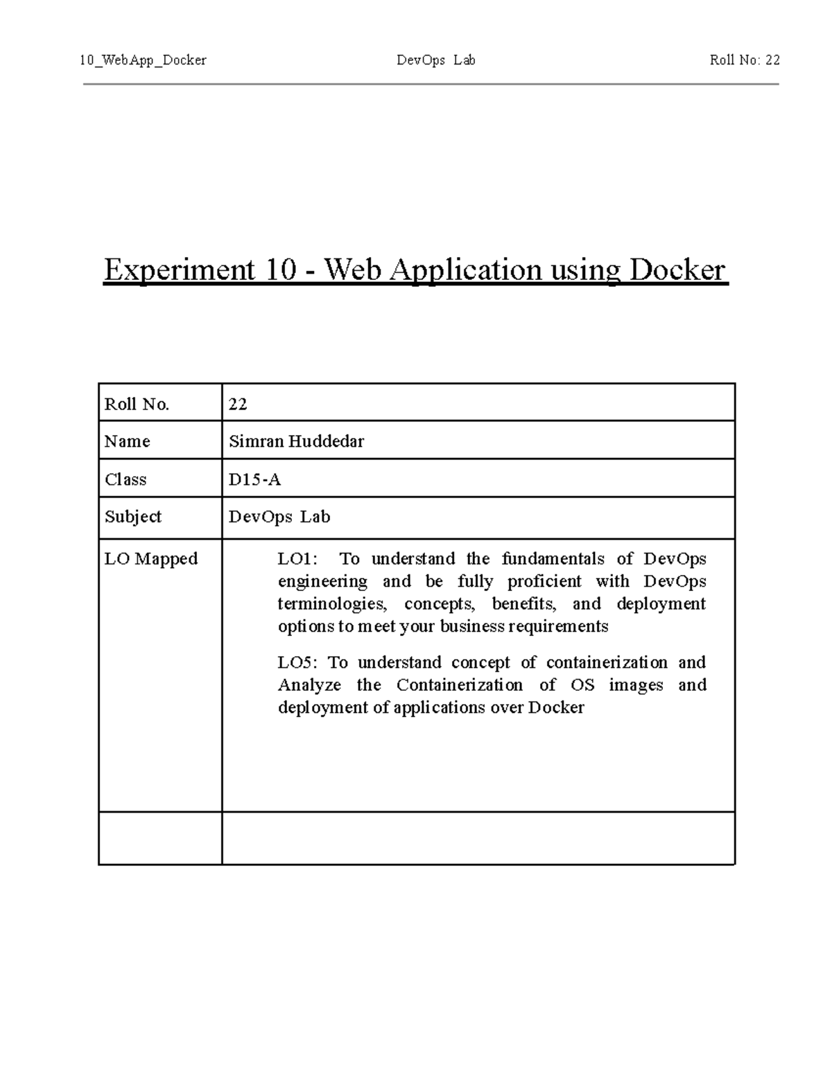 Simran huddedar- 10 Web App Docker - Experiment 10 - Web Application ...