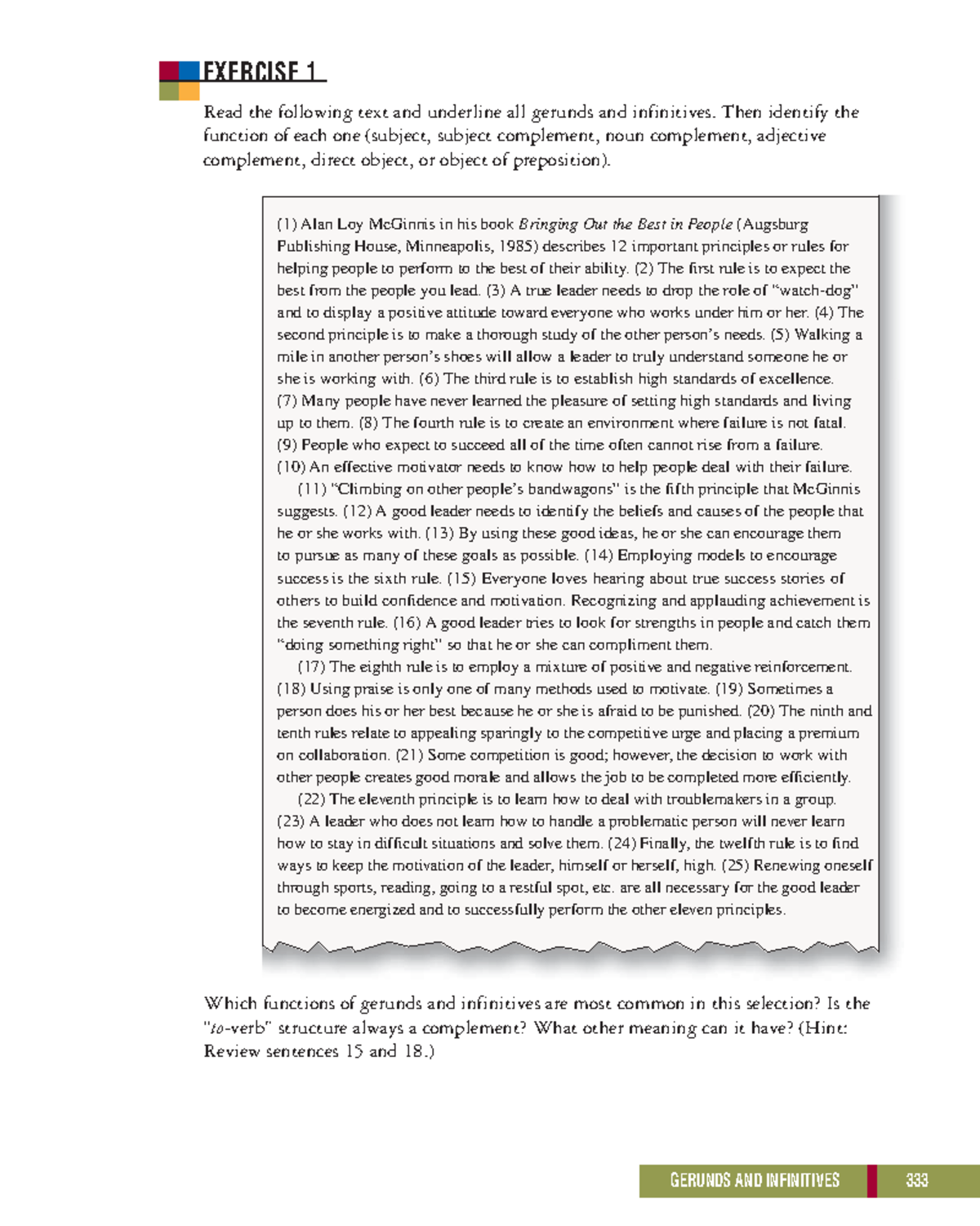 Grammar Gerund - english - EXERCISE 1 Read the following text and underline all gerunds and ...