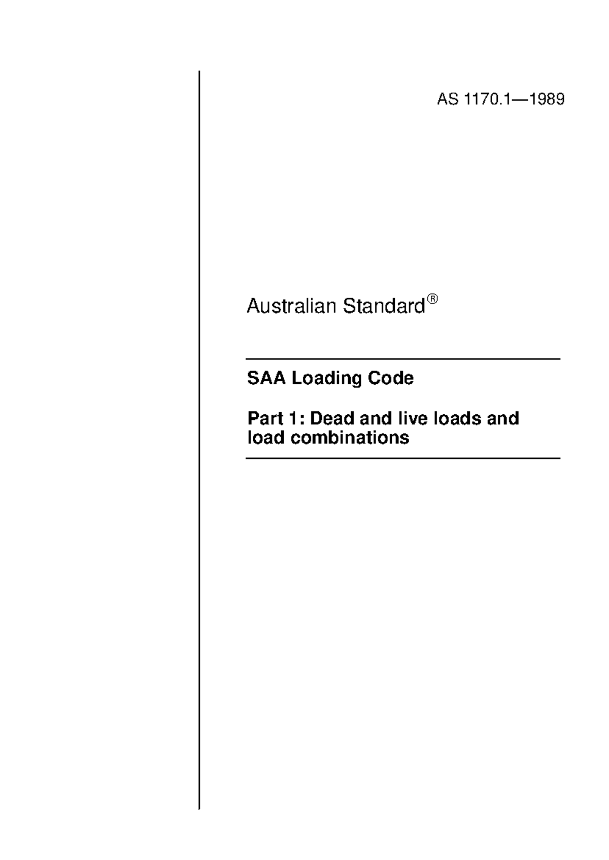 AS1170 - AS 1170— Australian Standard SAA Loading Code Part 1: Dead and ...