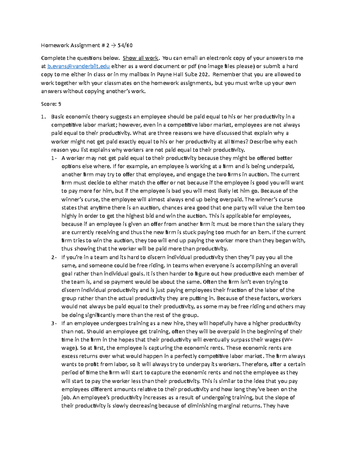 Graded Assignment 2 - Homework Assignment # 2 → 54/60 Complete the ...