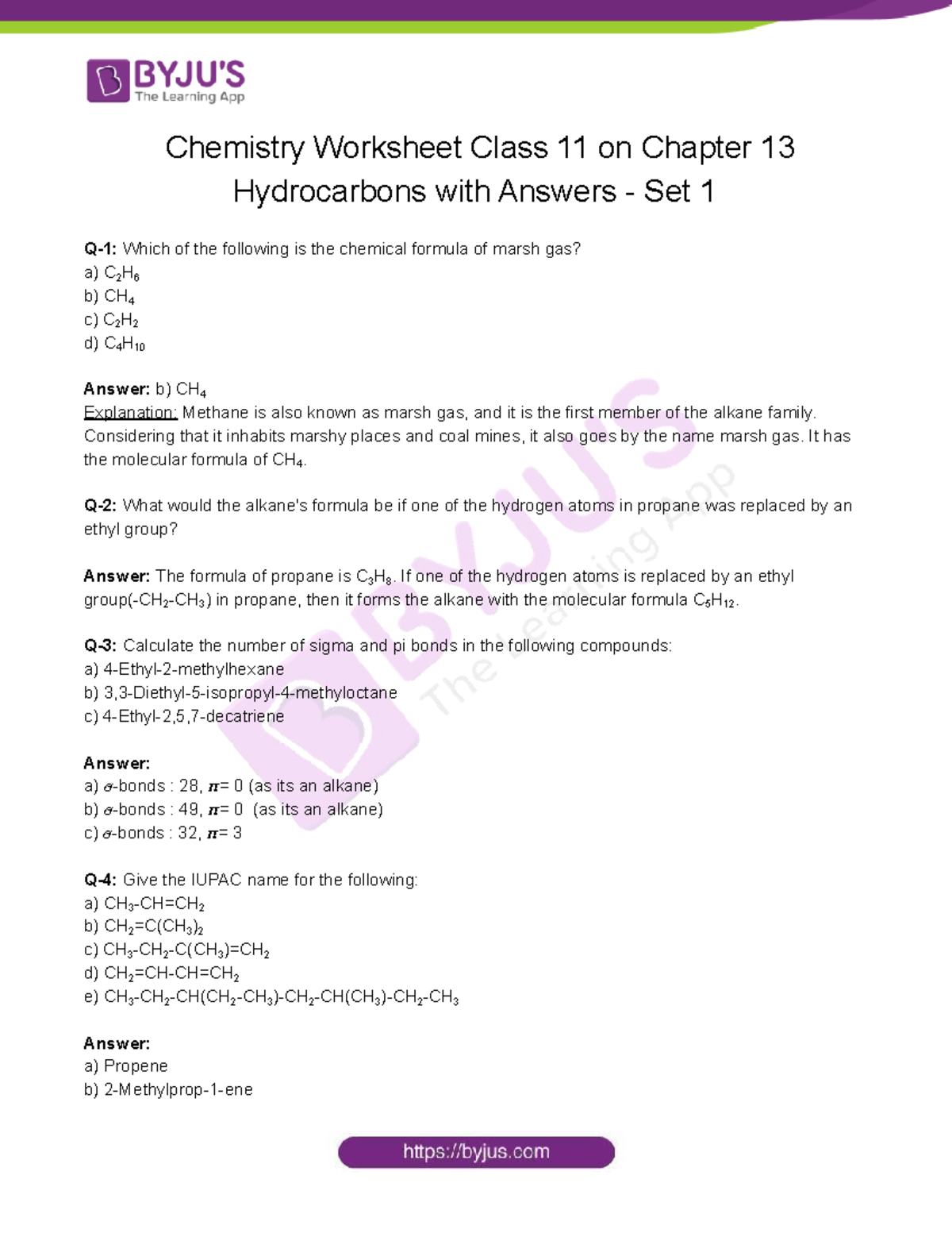 Chemistry-Worksheet-Class-11-on-Chapter-13-Hydrocarbons-with-Answers ...