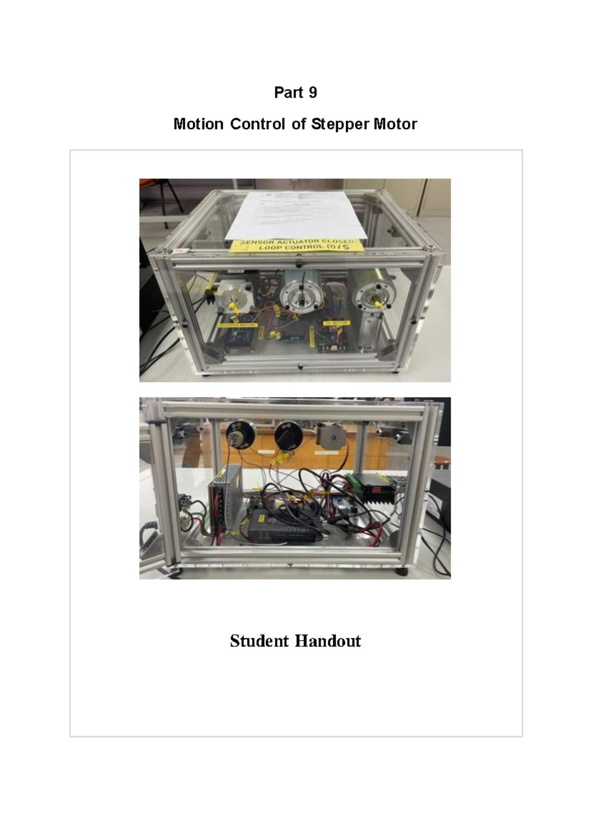 Part 5 Stepper Motor Experiment - Part 9 Motion Control of Stepper Motor Student Handout 9 .0 ...