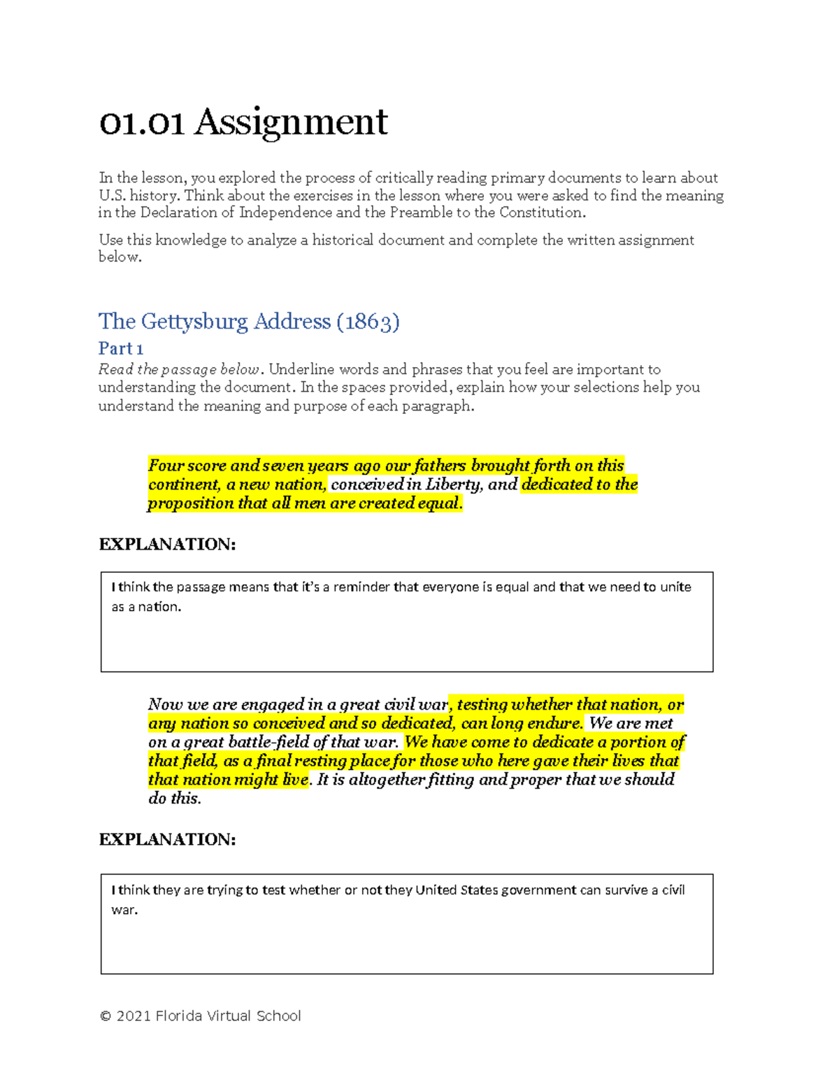 0101 assignment template 1 - 01 Assignment In the lesson, you explored the process of critically ...