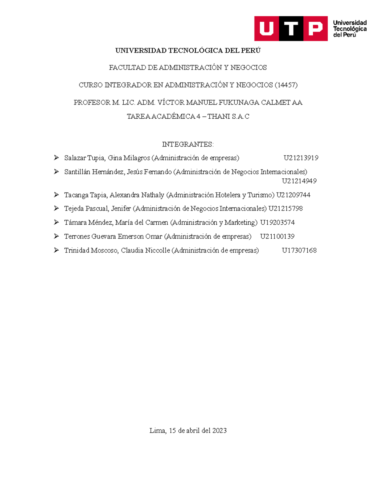 Ta4 Grupo 4 Curso Integrador Universidad TecnolÓgica Del PerÚ