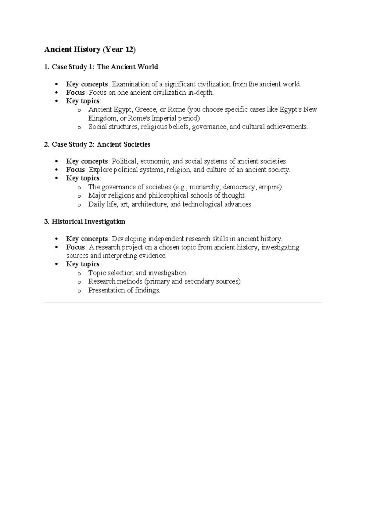 Ancient History YR 12 - complied break down on syllabus - Ancient ...