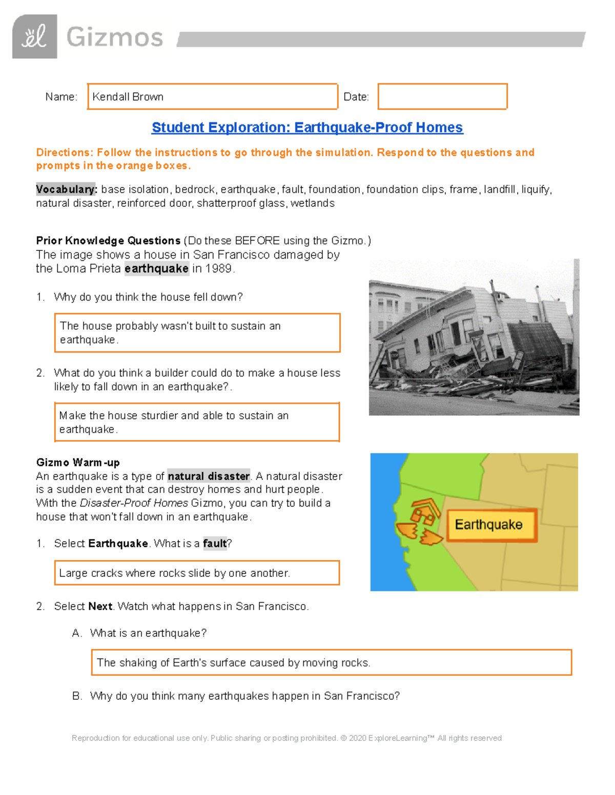 - Earthquake Proof Homes- Gizmo - 18289630 - Name: Kendall Brown Date ...