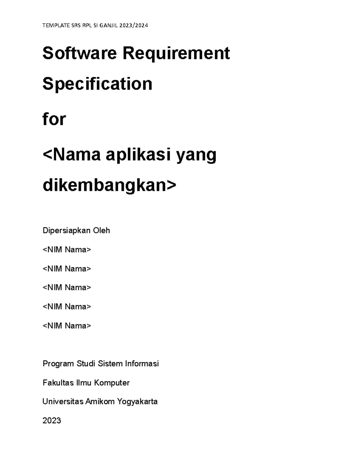 Template SRS RPL SI 2023 2024 - Software Requirement Specification for