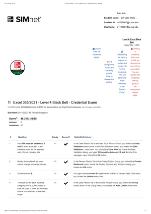 Excel 365 2021 - Level 4 Black Belt - Credential Exam - SIMnet - Excel ...