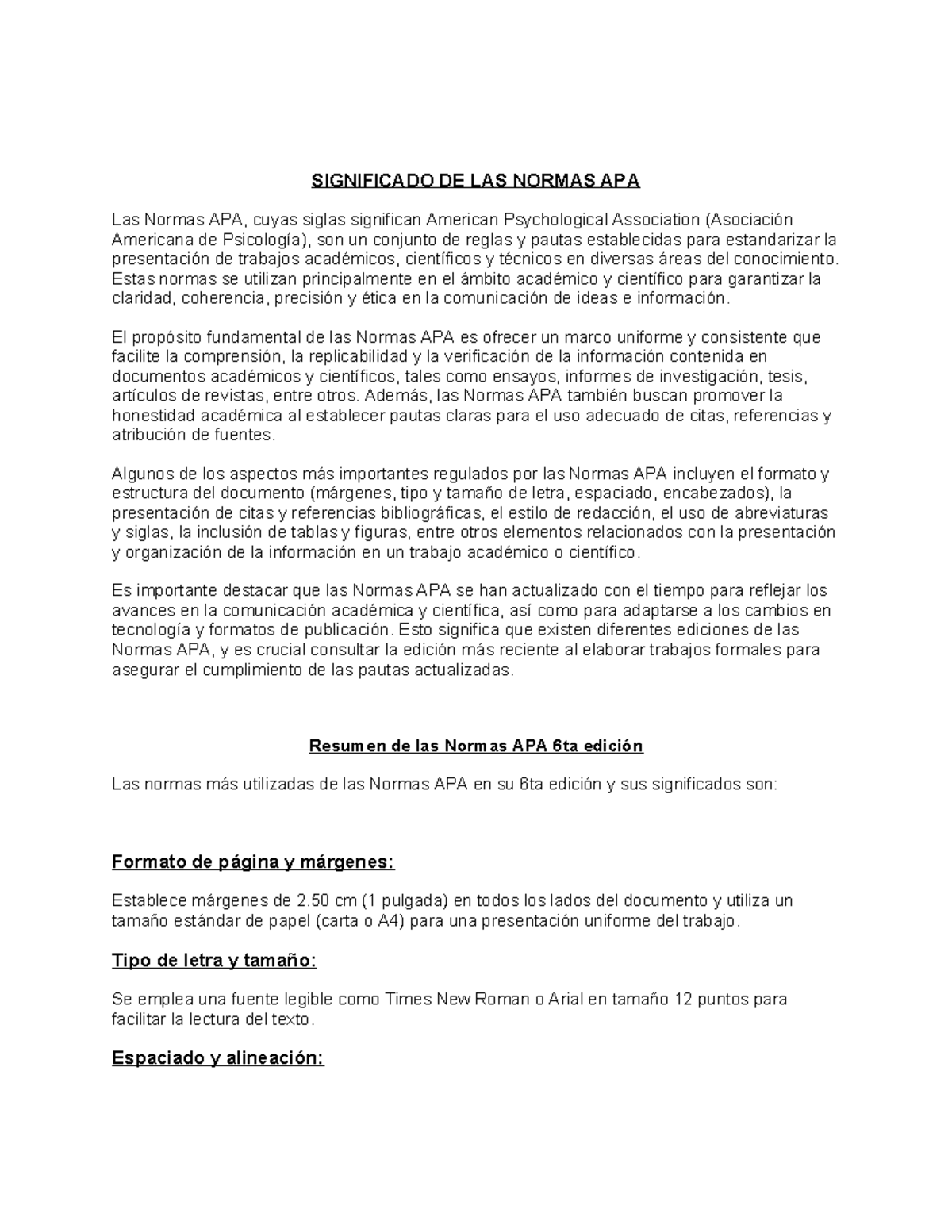 Significado DE LAS Normas APA - SIGNIFICADO DE LAS NORMAS APA Las ...