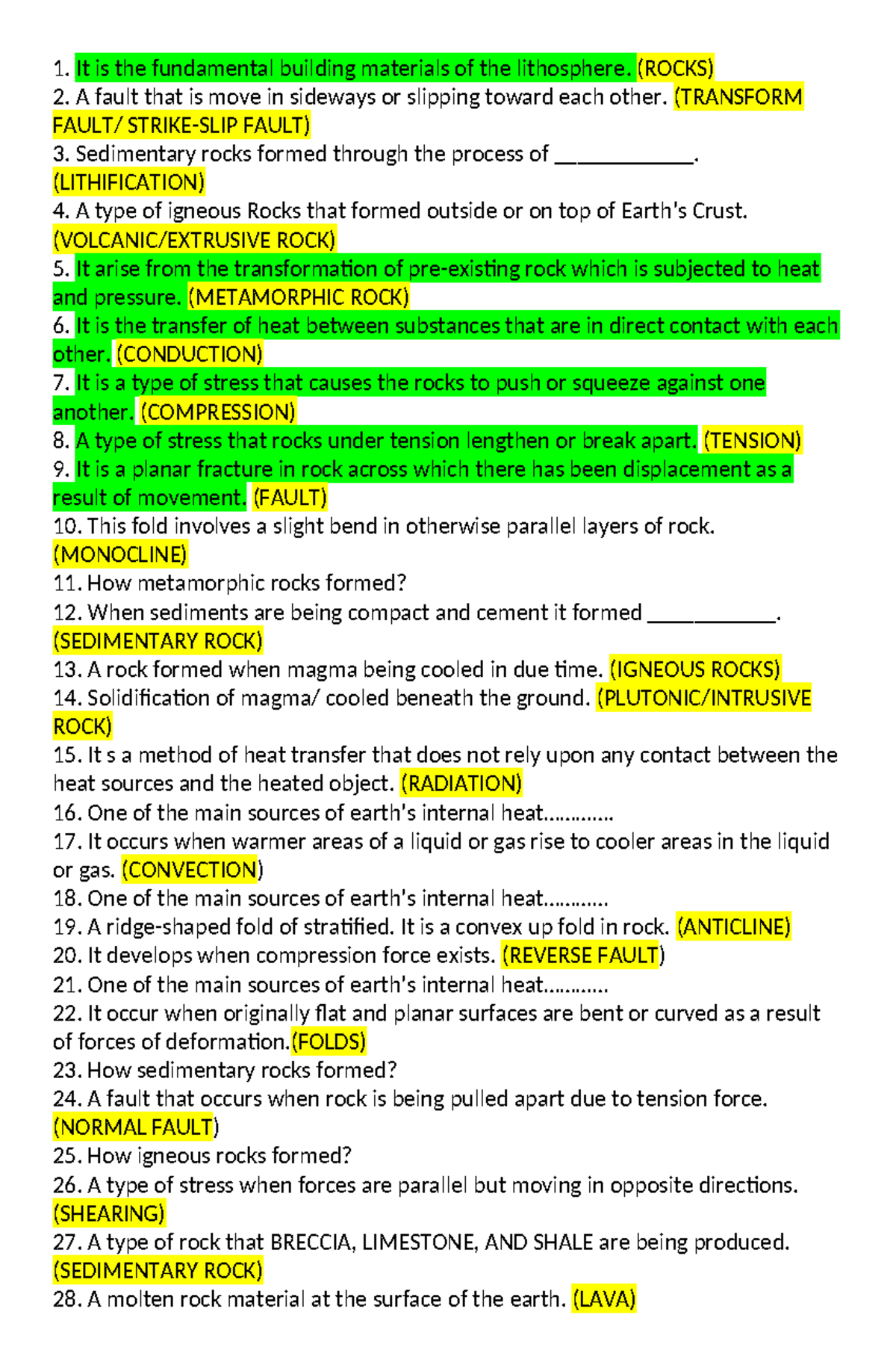 Oral Quiz for Earth and Life Science - It is the fundamental building ...