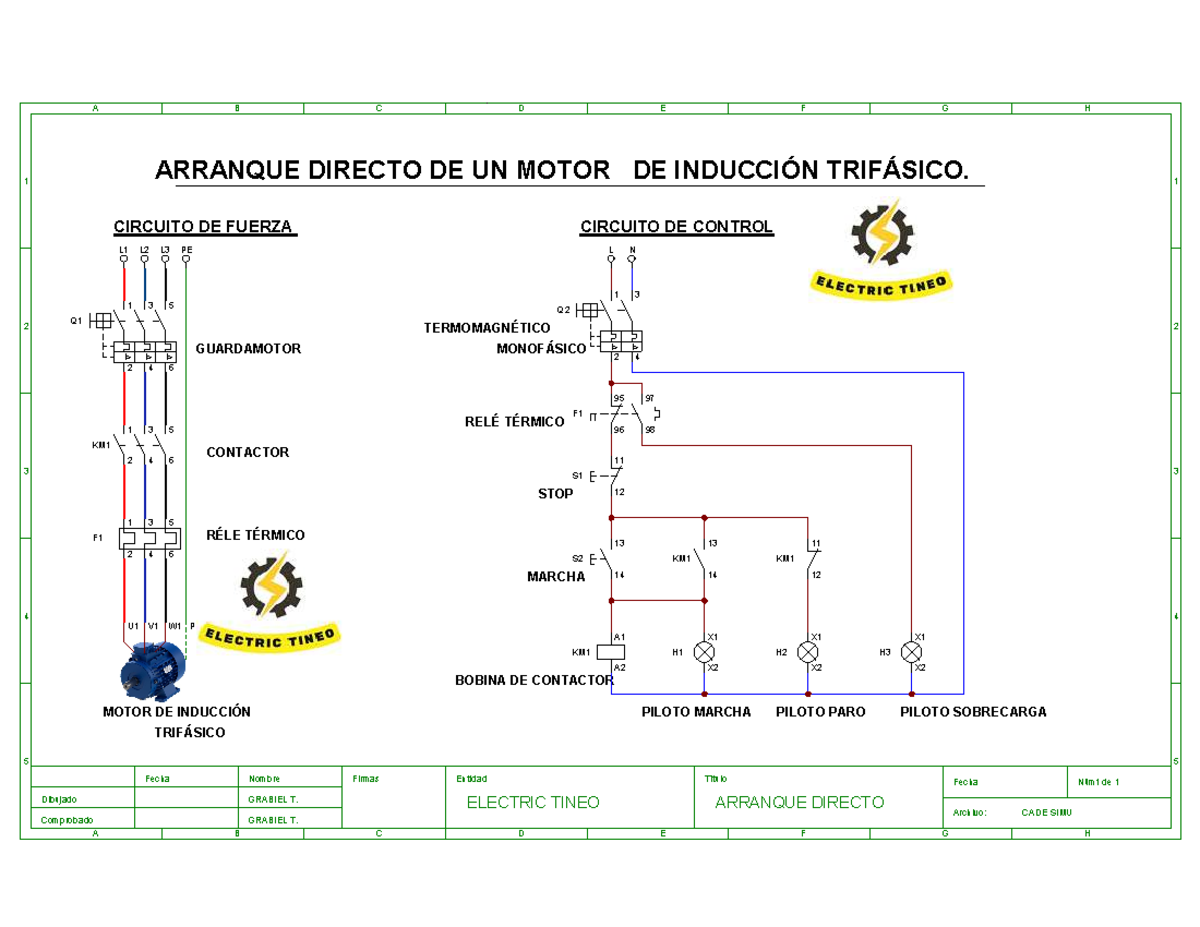 Arranque Directo DE UN Motor DE Induccion Trifasico - A A B B C C D D E ...