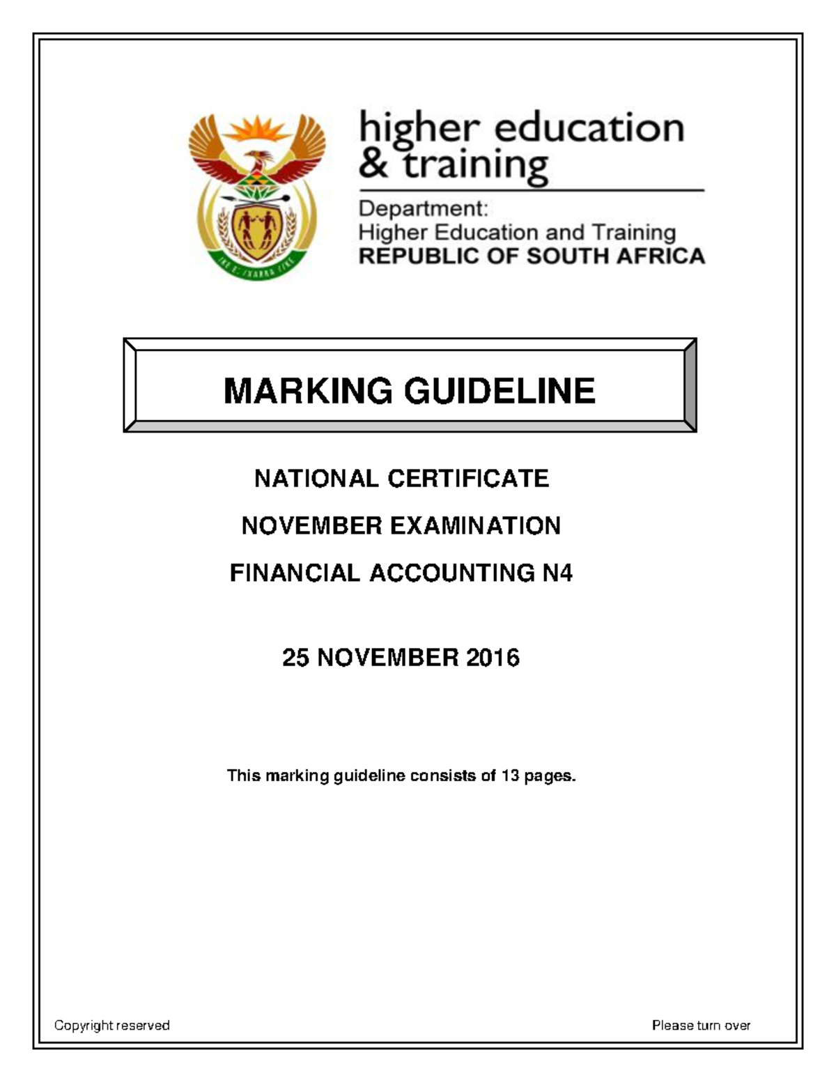 Financial Accounting N4 Marking Guidlines - NATIONAL CERTIFICATE ...