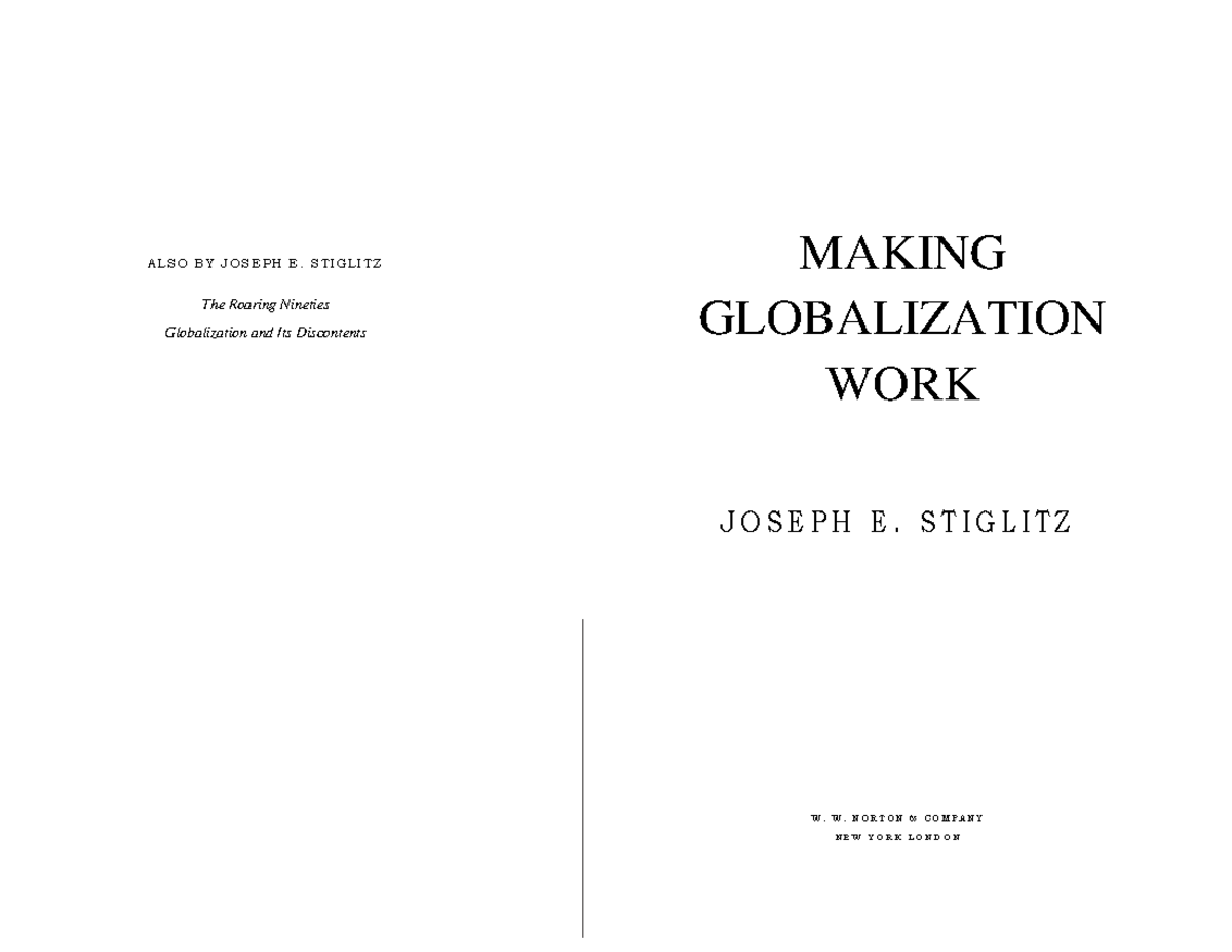 Making Globalization Work - Joseph E. Stiglitz - MAKING GLOBALIZATION ...