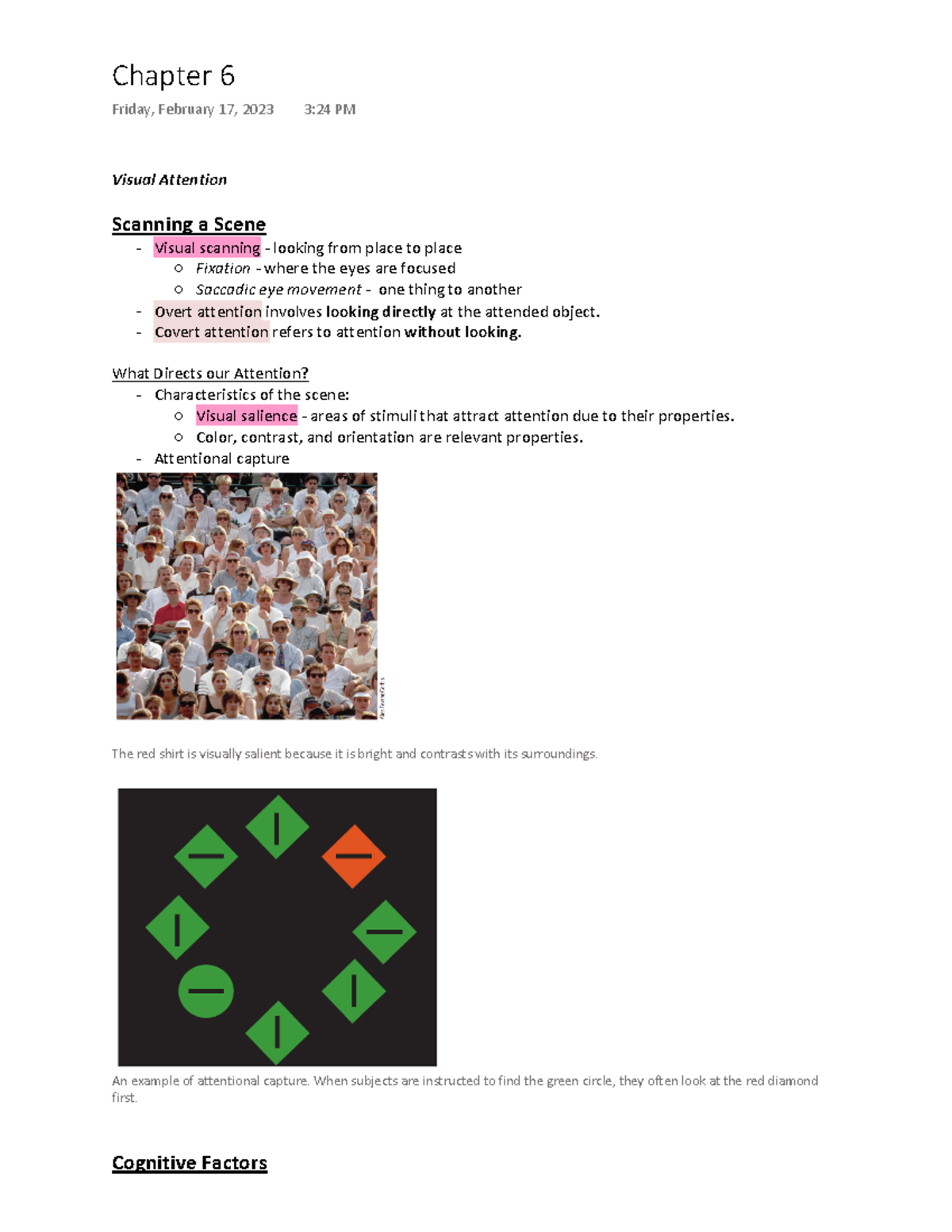 Visual Attention - Sensation and Perception - PY 313 Lecture and ...