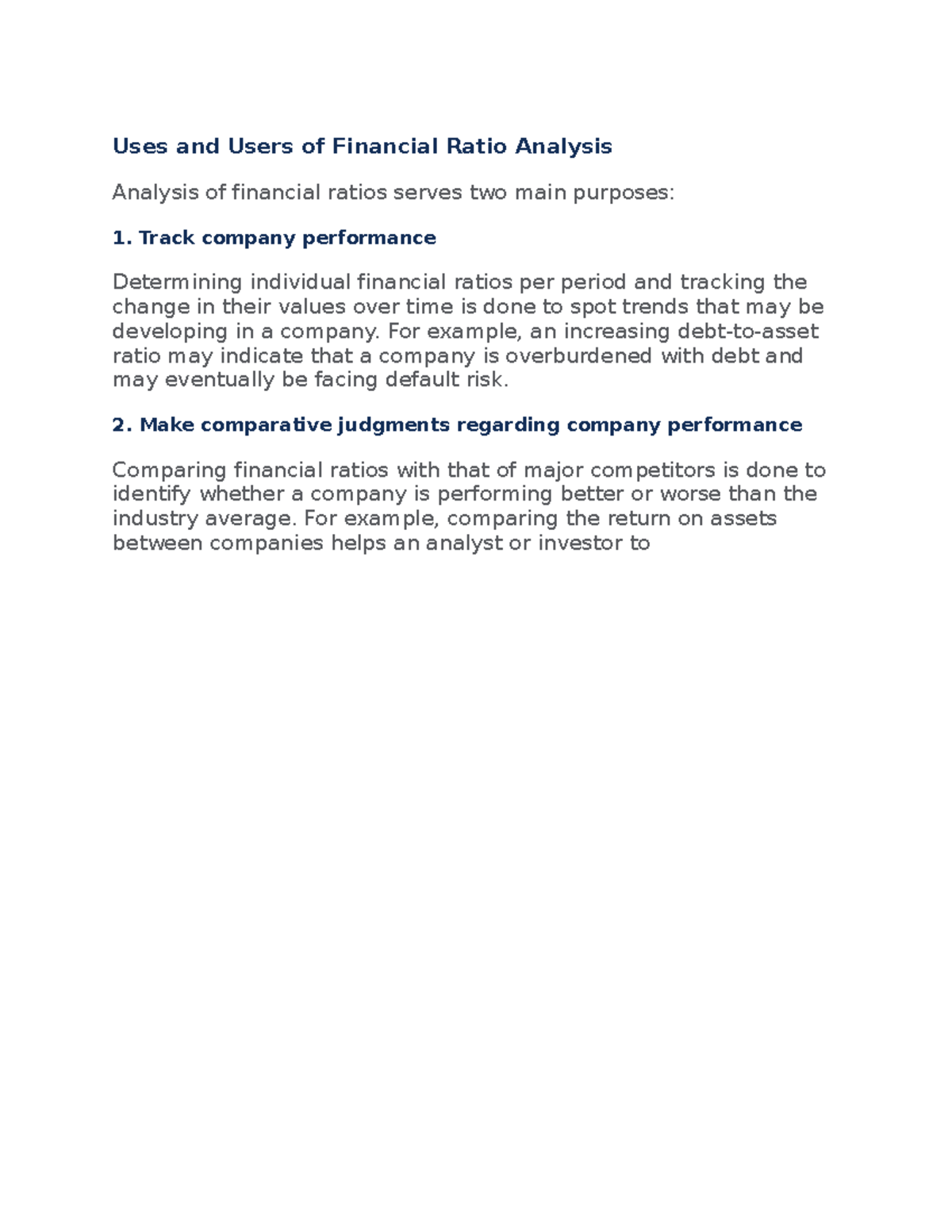 Financial ratio and analysis - Uses and Users of Financial Ratio ...