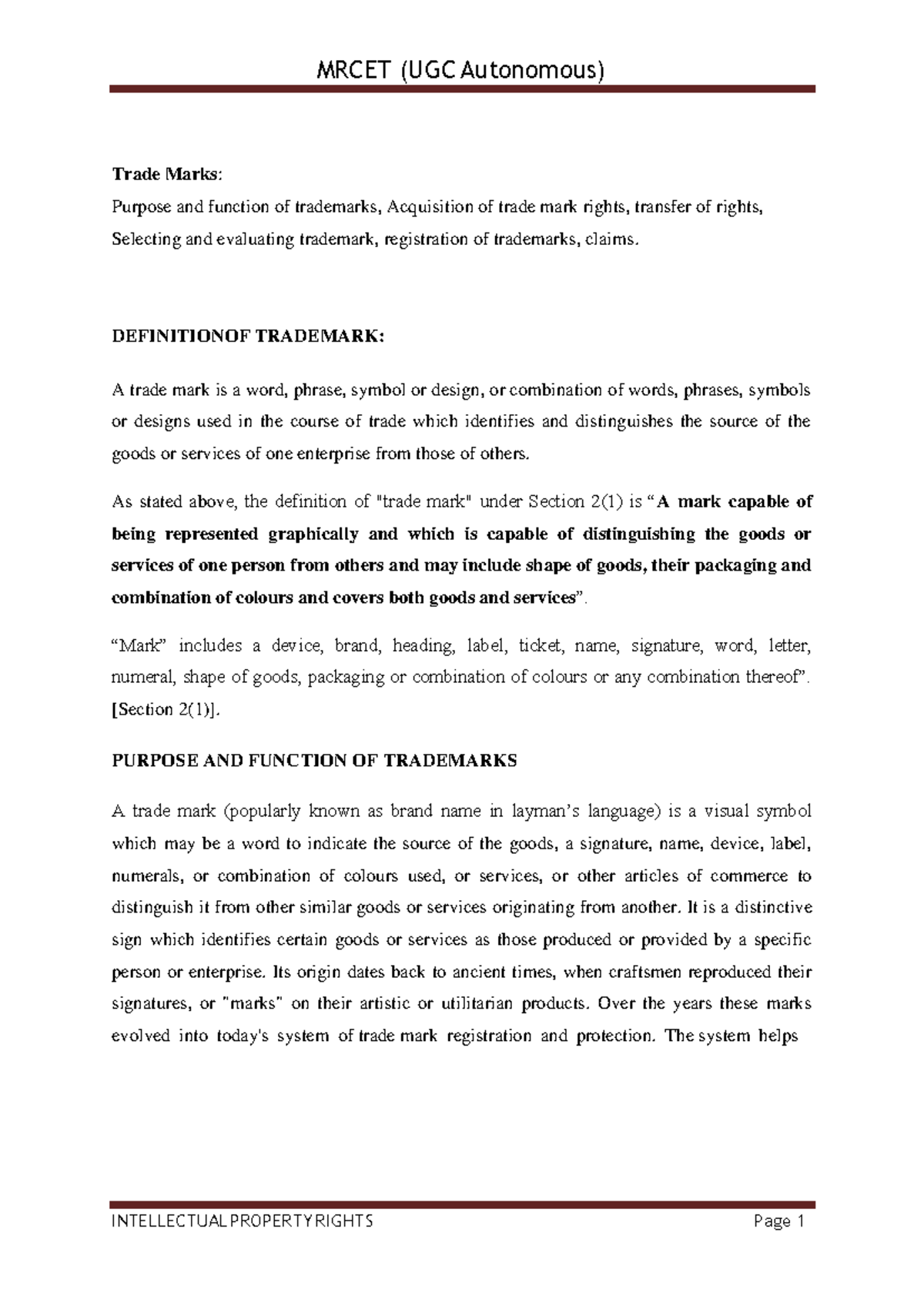 Trademark cutshort - THESE FILES GIVE THE DETAILED HANDWRITTEN NOTES OF ...