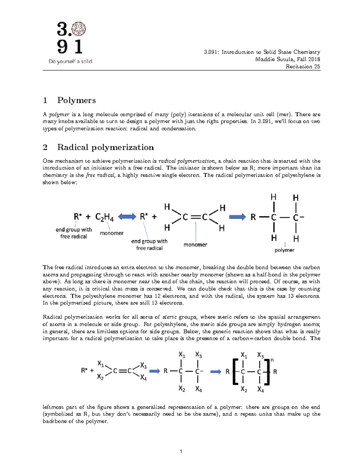 polymers, radical polymerization, condensation polymerization, and polymer properties - 3: - Studocu