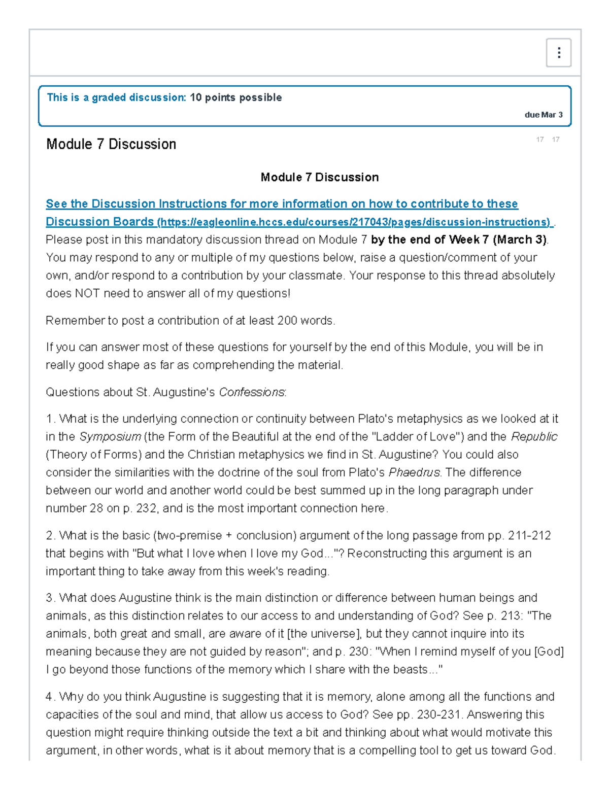 Topic Module 7 Discussion - This is a graded discussion: 10 points ...