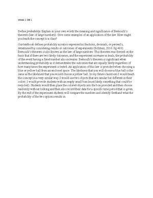 Week one discussion board one - Week 1: Discussion Board 1 What is the ...