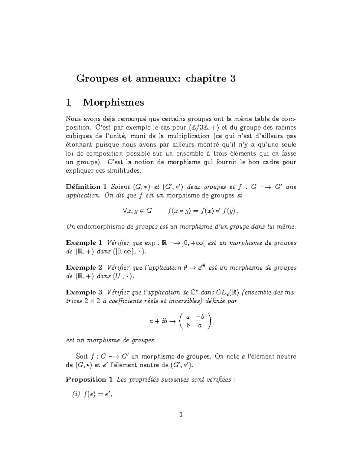 Groupes et anneaux - cours 4 - Groupes et anneaux: chapitre 3 1 ...
