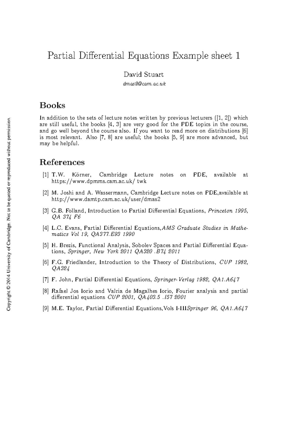 Lecture notes, lecture All - Partial Differential Equations Example ...