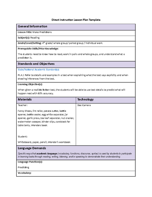Direct instruction lesson plan observation 1 - Direct Instruction ...