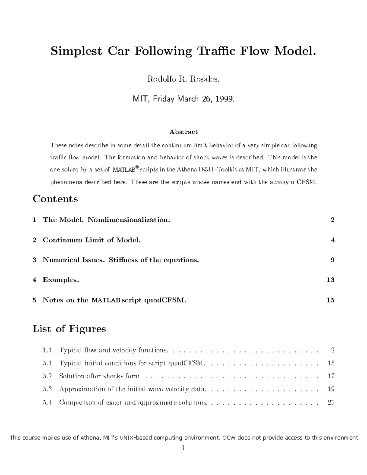 Simplest Car Following Traffic Flow Model (PDF) - Simplest Car ...