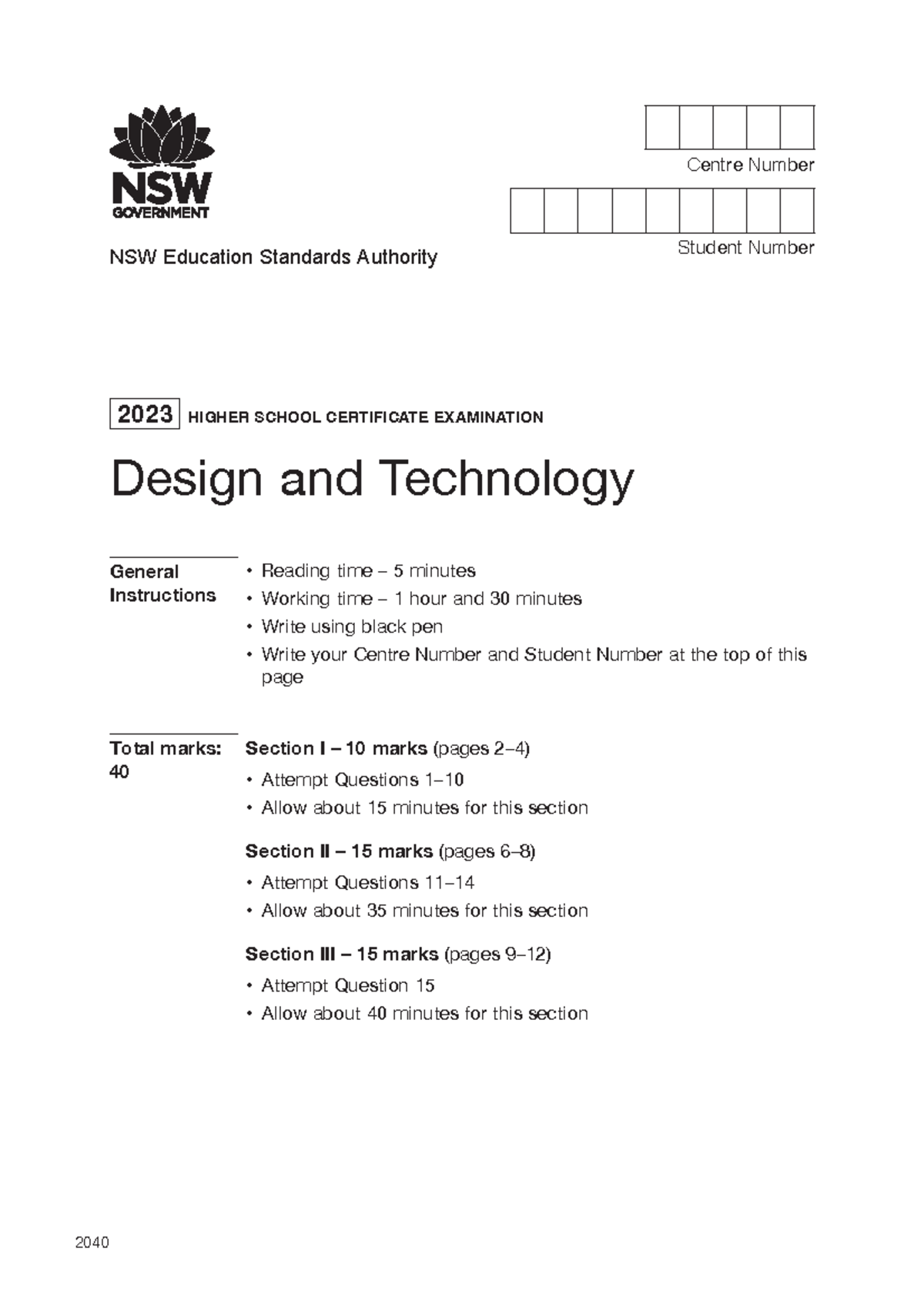 2023 HSC Design and Technology PP - NSW Education Standards Authority ...