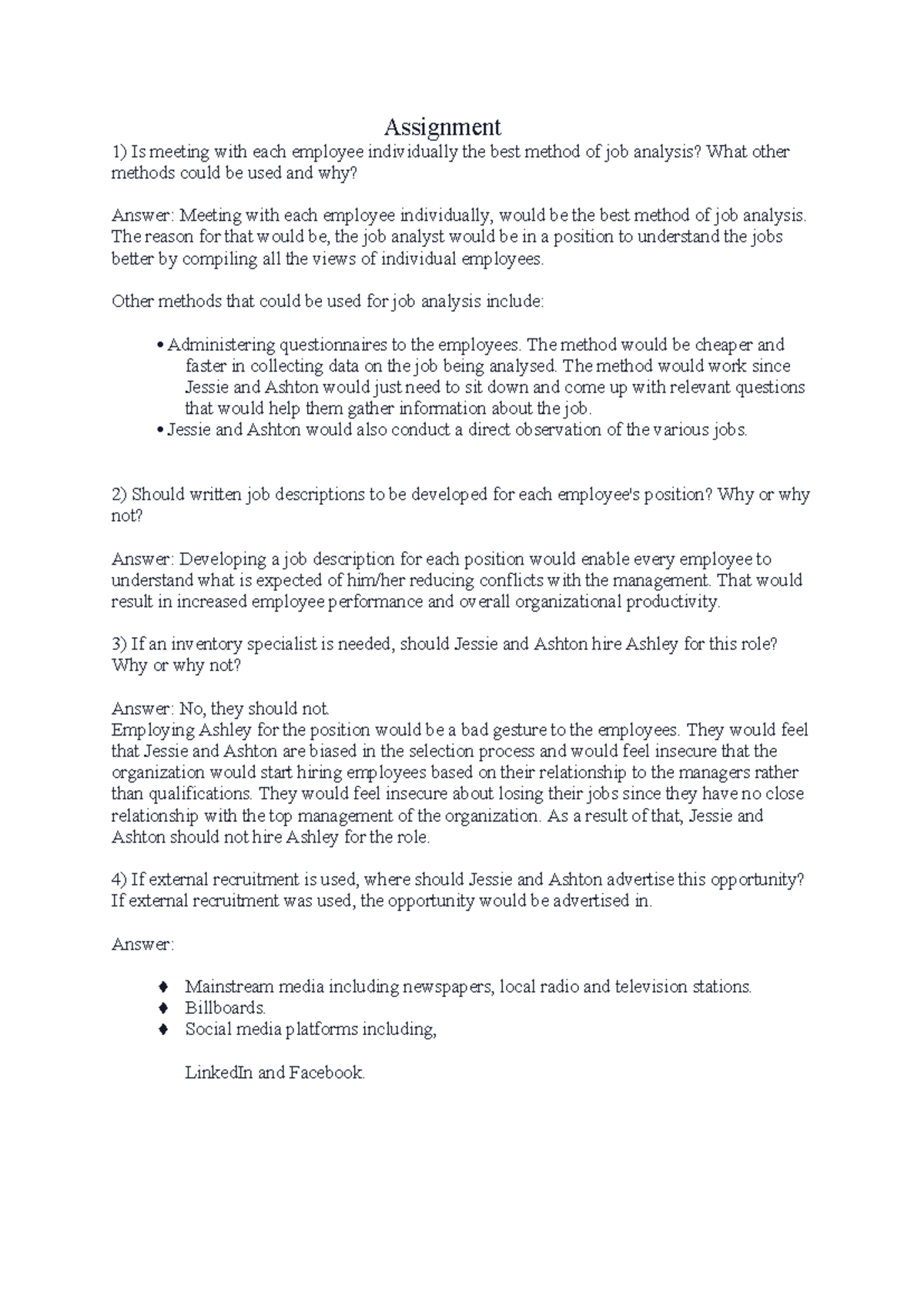 Assignment-m6 - Thank you - Assignment 1) Is meeting with each employee ...