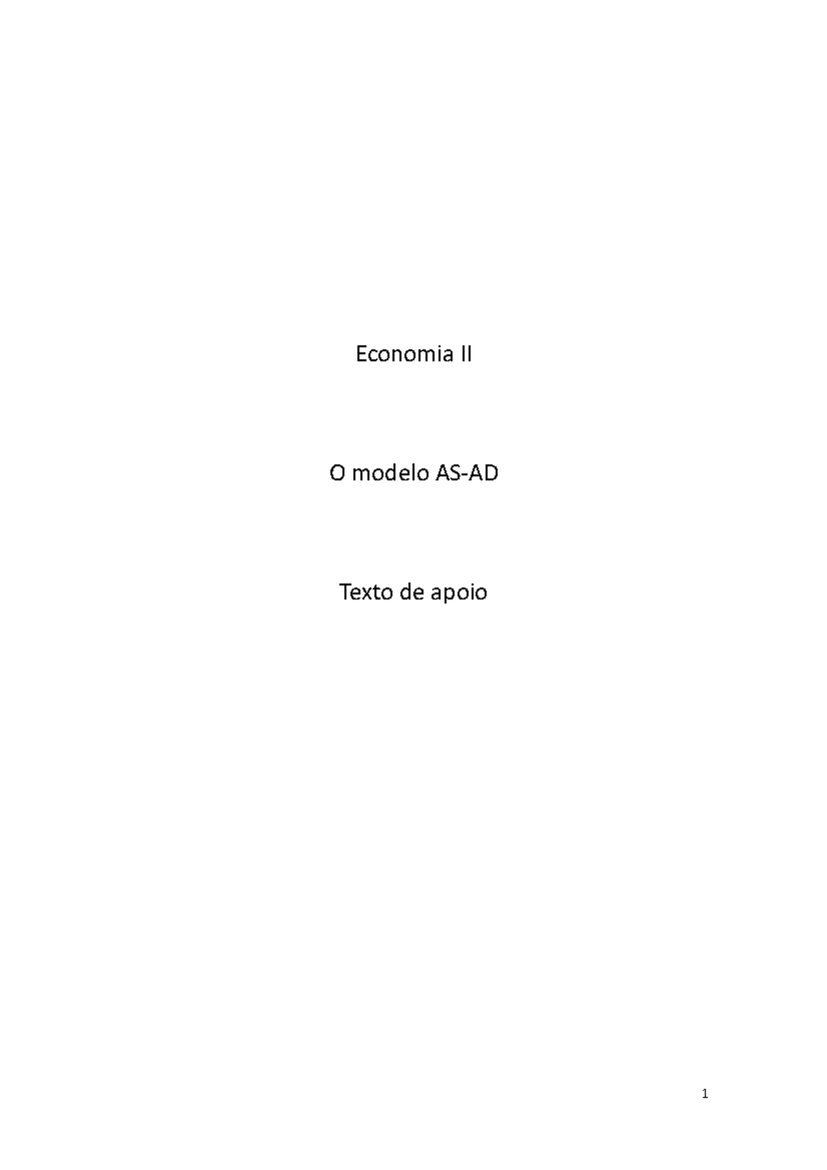 Economia II o Modelo AS-AD - Economia II O modelo AS-AD Texto de apoio ...