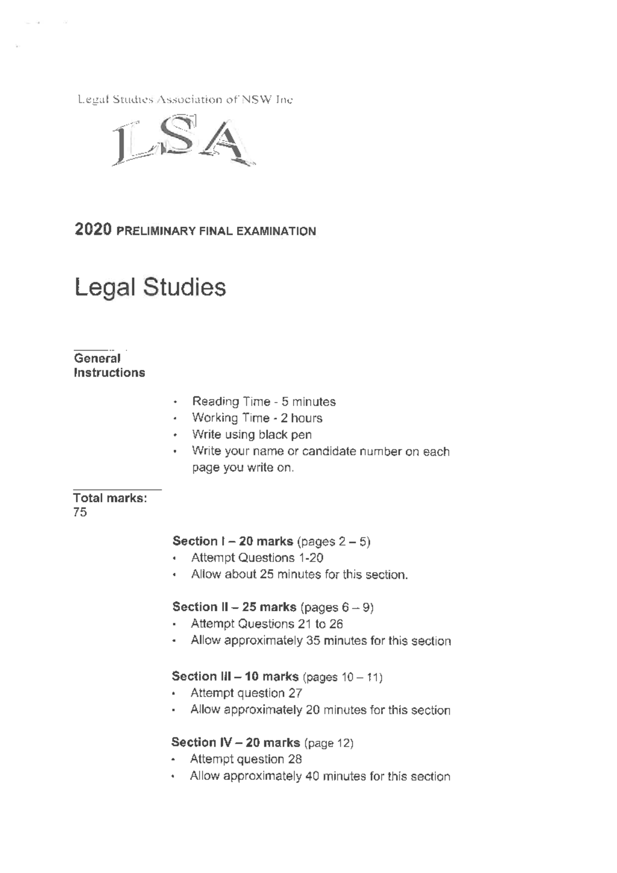 LSA 2020 preliminary final exam - Legal Studies Association of NSW Inc ...