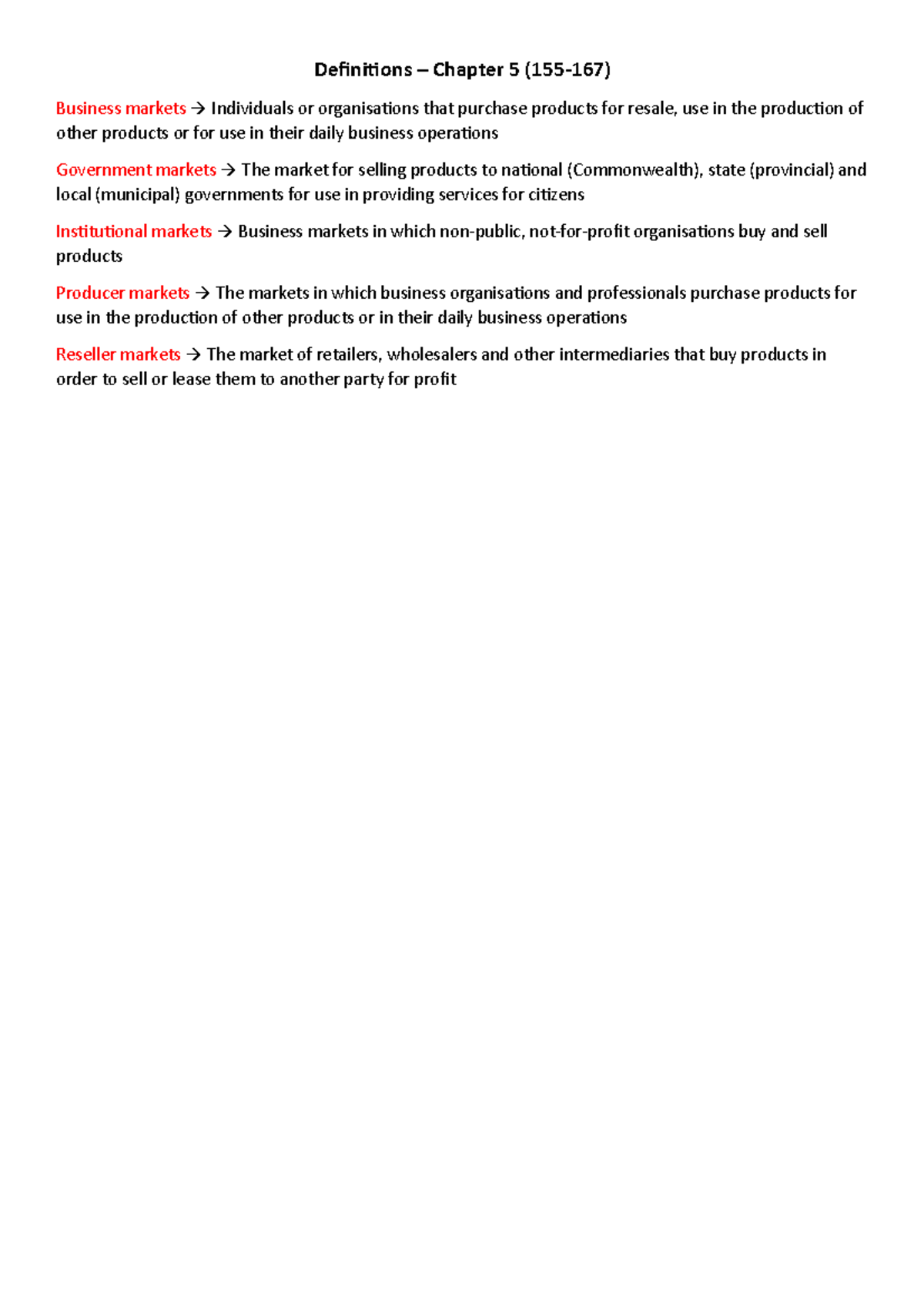 Direct marketing textbook definitions - Chapter 5 (All included from ...