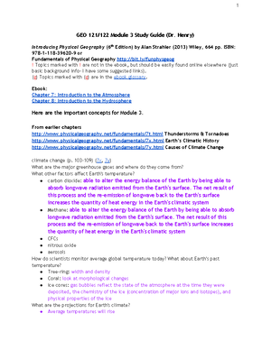 GEO 121 study guide exam 1 - Chapter One and Two Geography: “Earth ...